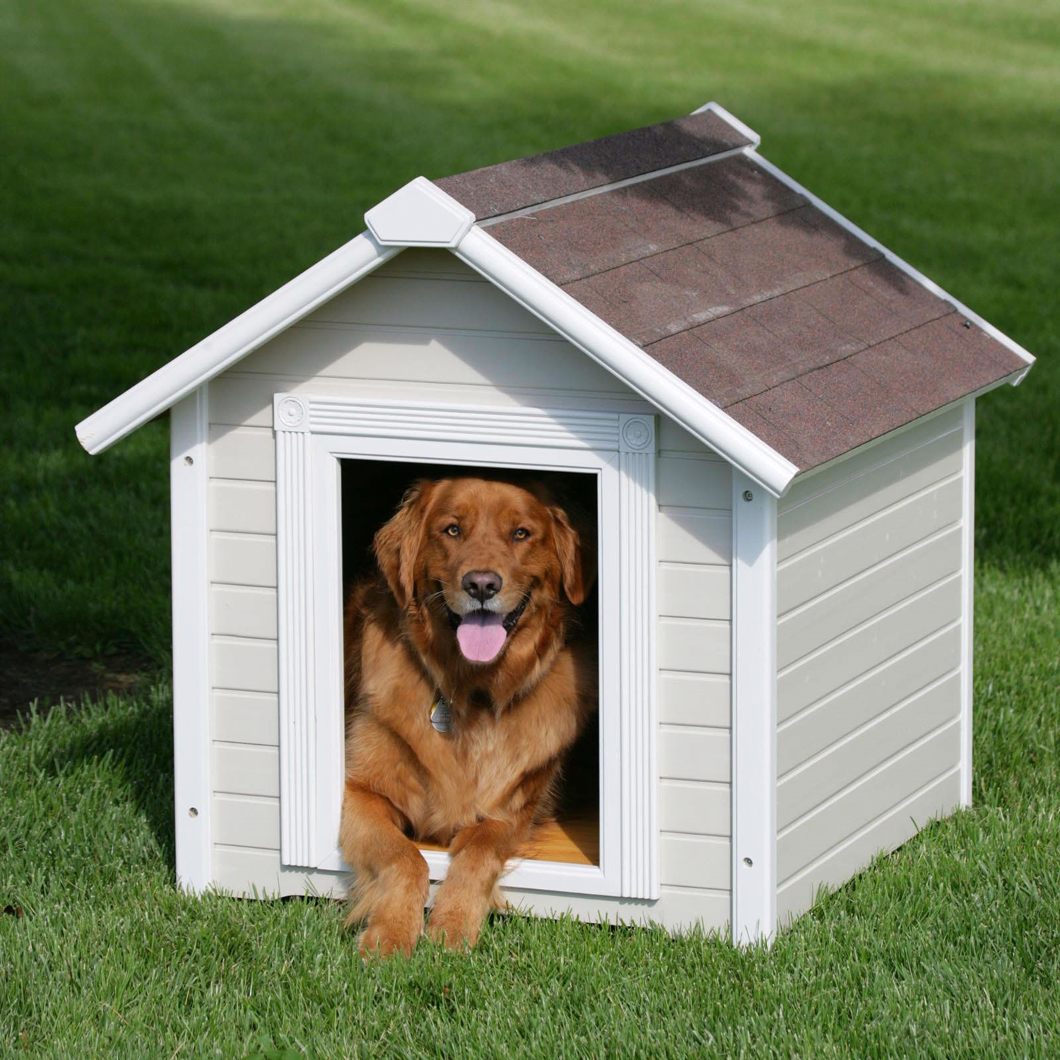 Solid Wood Luxurious Dog House with Classic Asphalt Shingle Roof ...