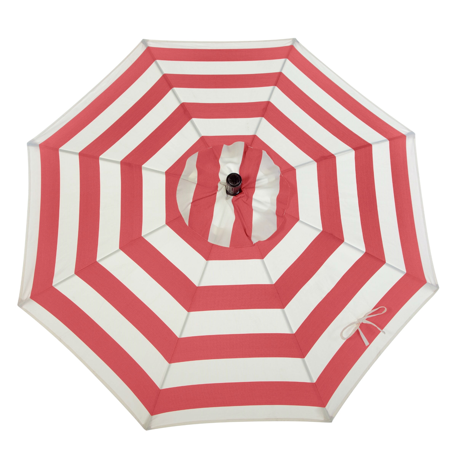Coral Red White Stripe 7.5-Ft Outdoor Patio Umbrella with Metal Pole ...